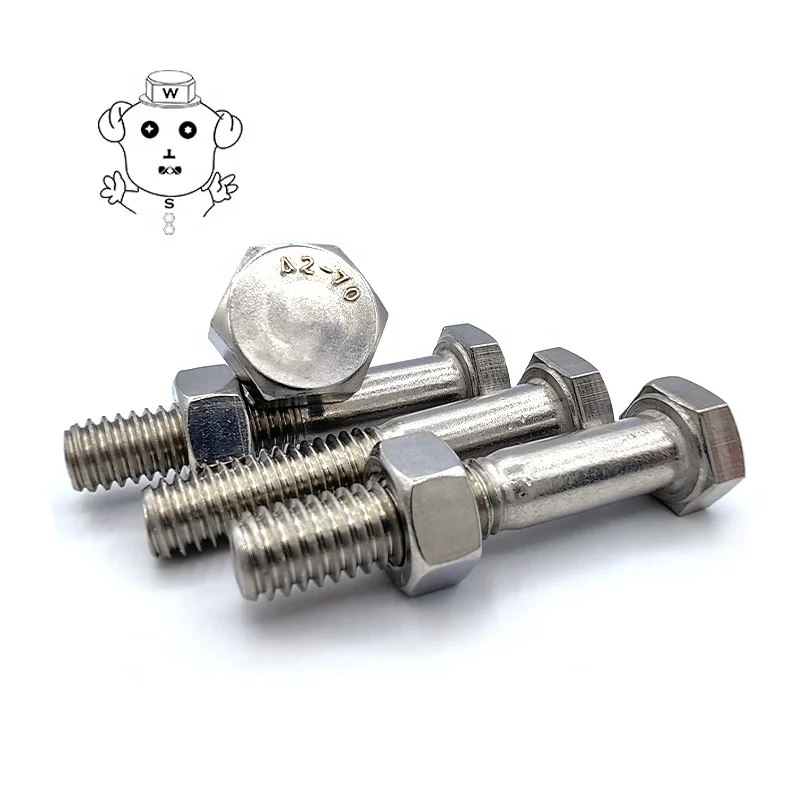 M8 M10 Stainless Steel A2 Bolts Hex Head Bolt With Nut And Washer Hex ...