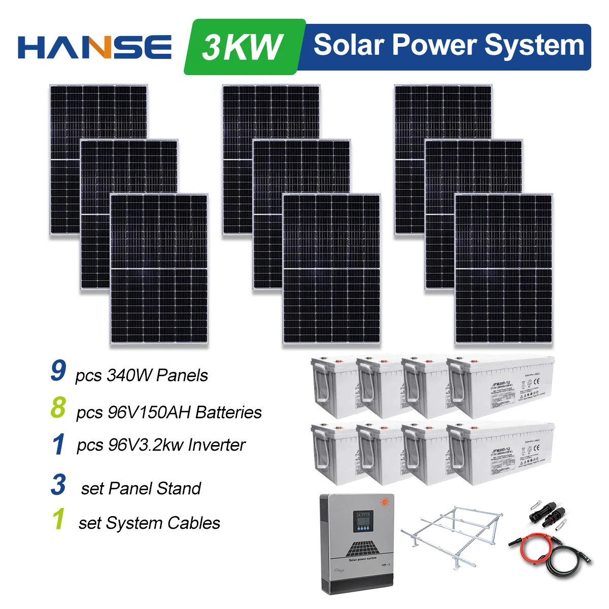 3000w 5000w All In One Home 3kw Hybrid Solar Power System Commercial ...