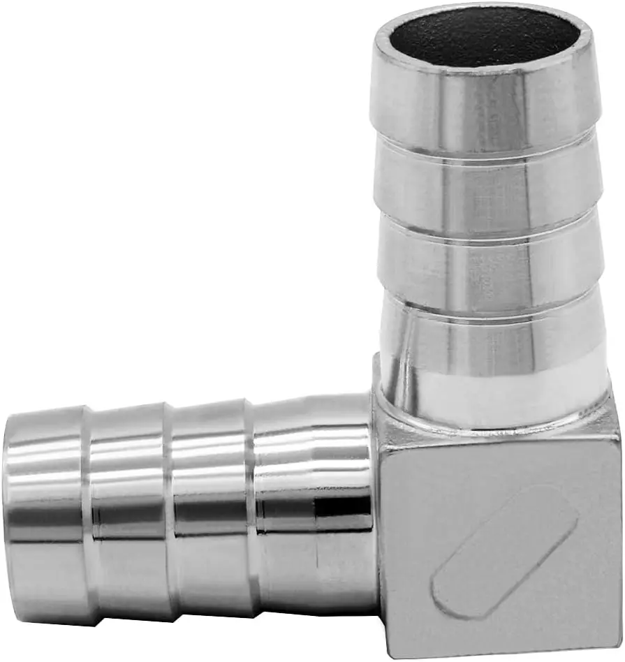 3/8" Id Hose Barb Elbow Stainless Steel 90 Degree L Right Angle Barbed ...
