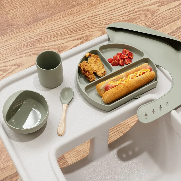 Bpa Free Silicone Bowl Plate Baby Eating Set Kids Dining Silicone ...