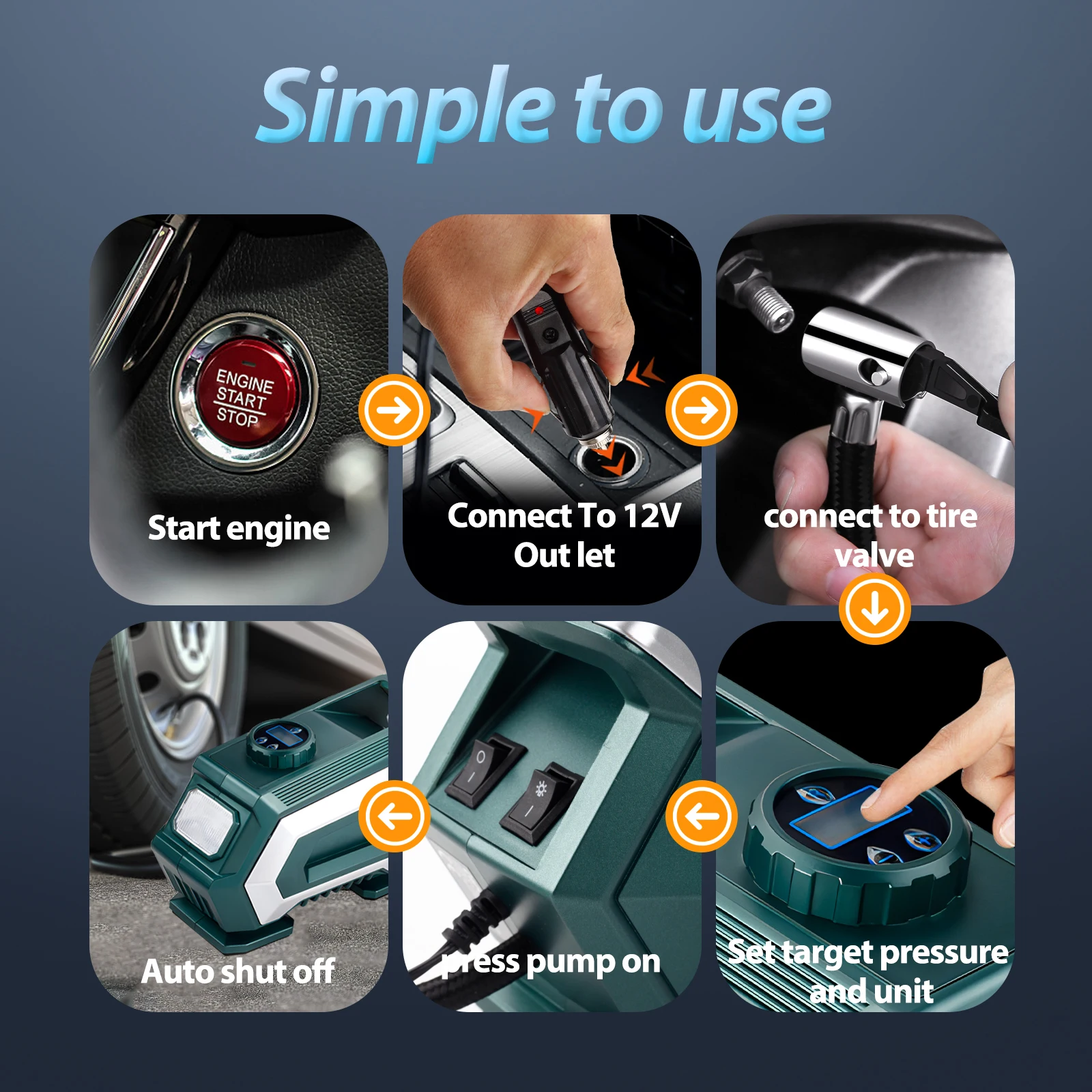 Portable Car Mini Air Compressor 12V - Emergency Tire Inflator