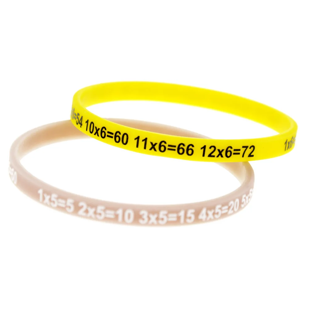 A Set Of 12 Multiplication Tables Bracelet Students Wear A Silicone ...