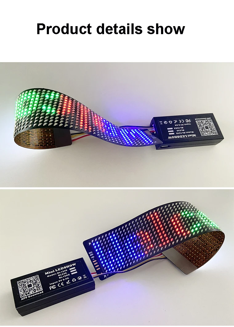 Mini LED Flexible Display Screen - APP Edit & Battery Chargeable