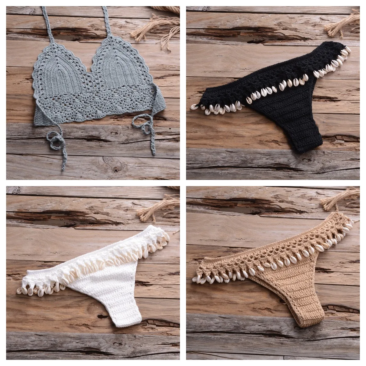 Custom Knitted Shell Fancy Crochet Swimsuit Women Beachwear Sexy ...