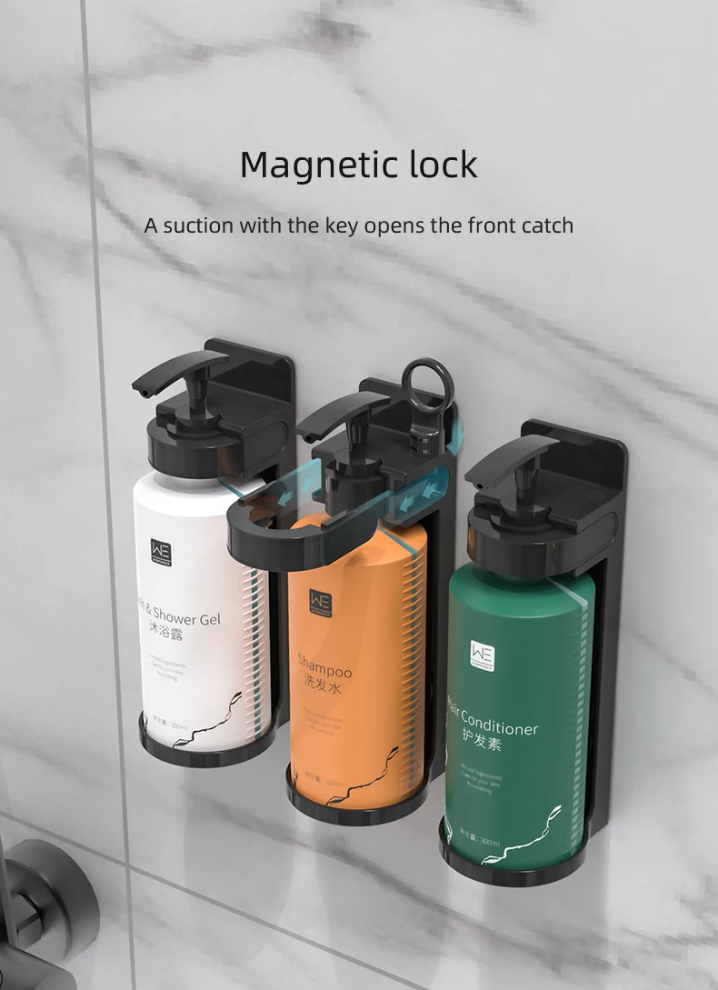 AOLQ Wall Mounted Lockable Plastic Shampoo Conditioner Shower Gel Soap ...