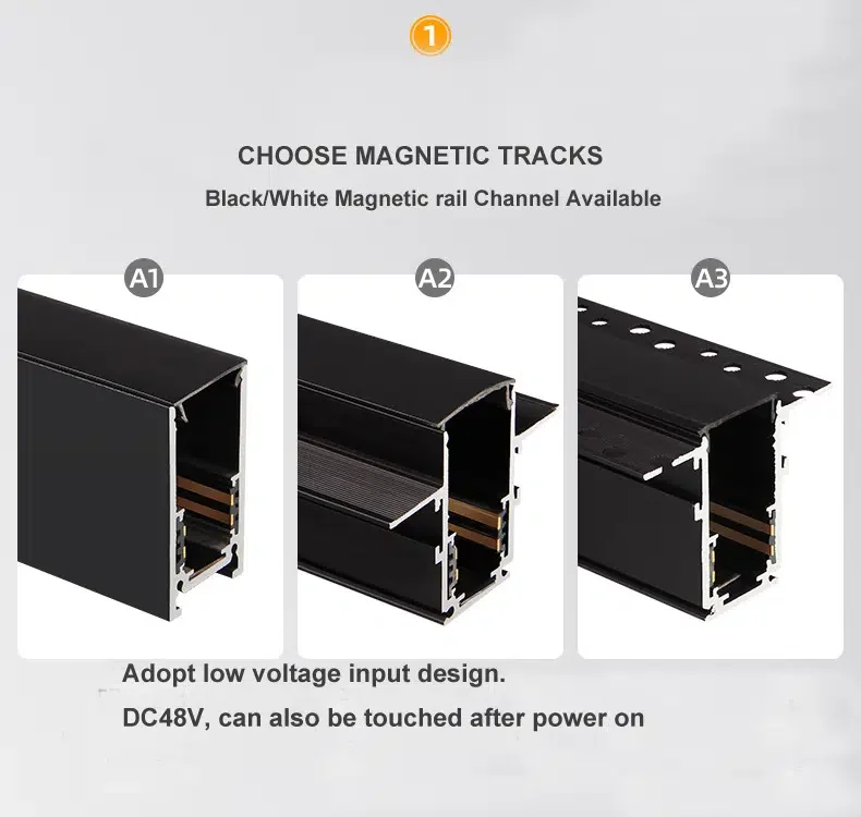 Dc48v Round Linear Power Led Magnetic Light Track System Recessed ...