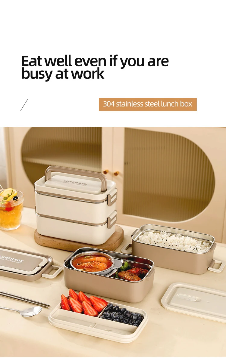 Custom Stackable Insulated Plastic Bento Box With Bag Thermal Stainless ...