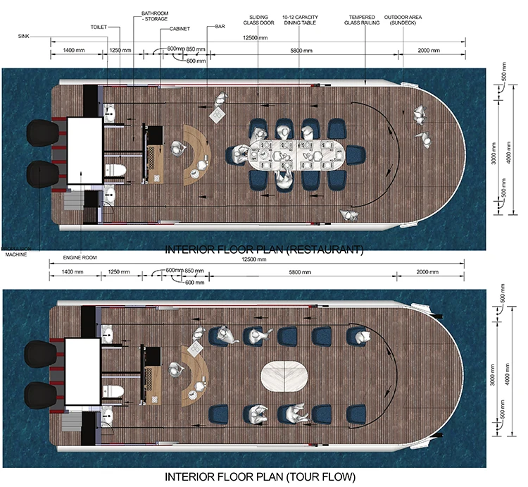Floating Platform Prefabricated Houseboat with Walkaround