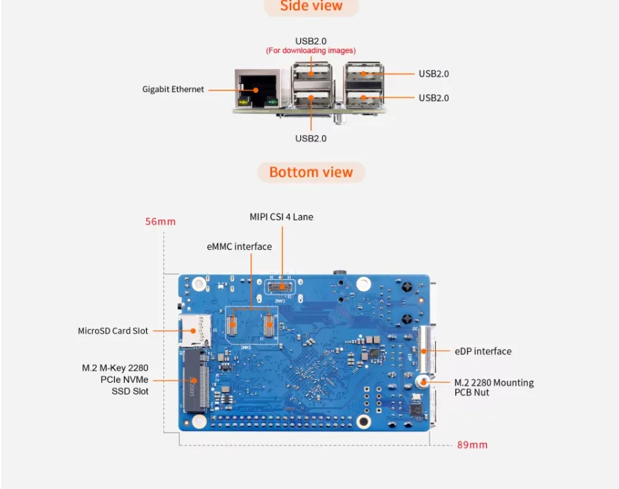 Orange Pi 4A - Mini PC with 4GB RAM, Wifi, and Bluetooth