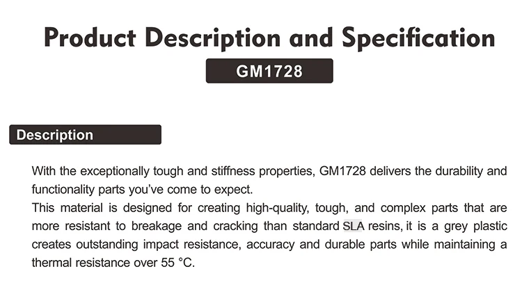 Gm1728-- Gray Resin For Sla 3d Printing - Buy Sla 3d Printing Material ...