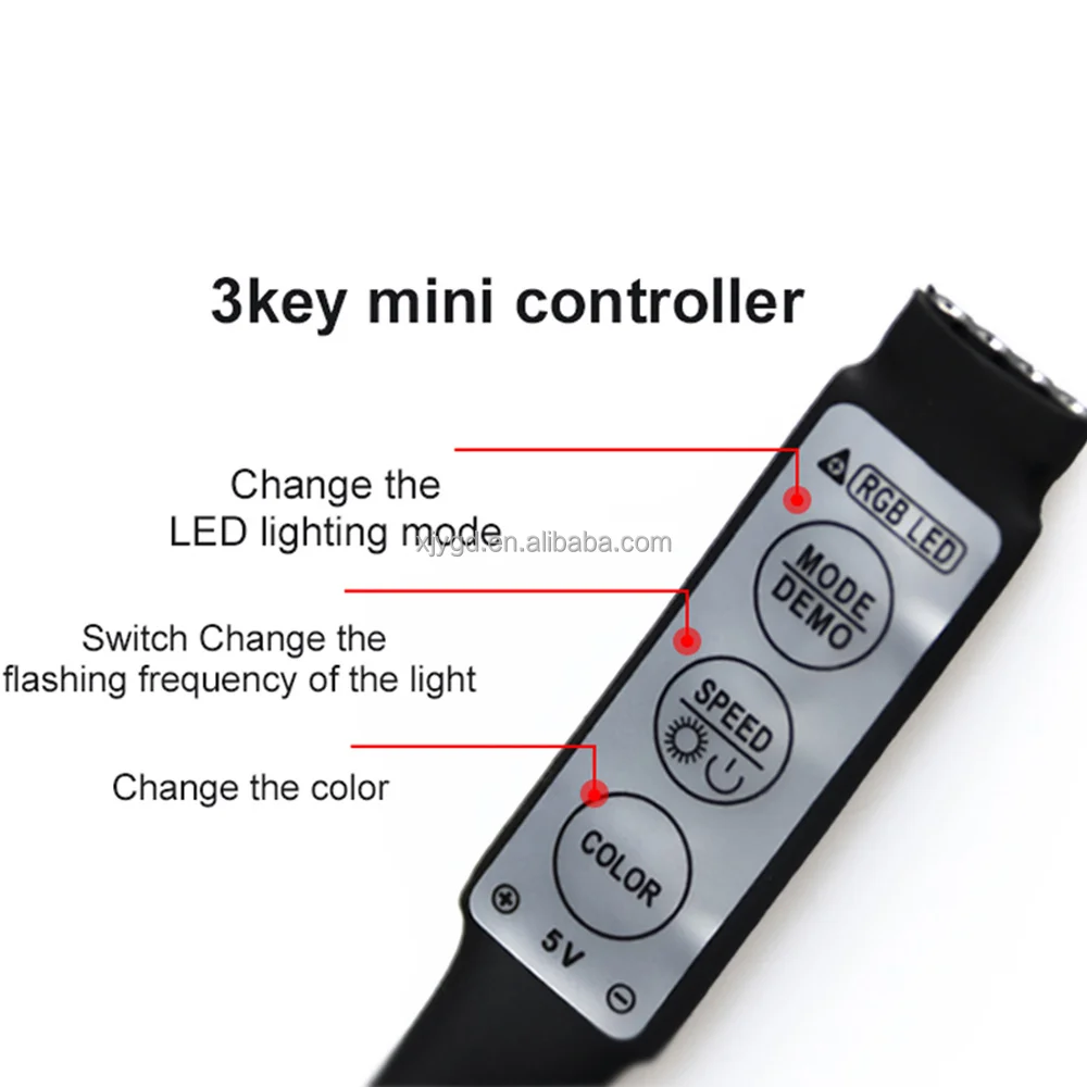 USB 5V LED Controller 6A 30W Mini RGB Dimmer with 3/17/24/44 Key IR RF ...