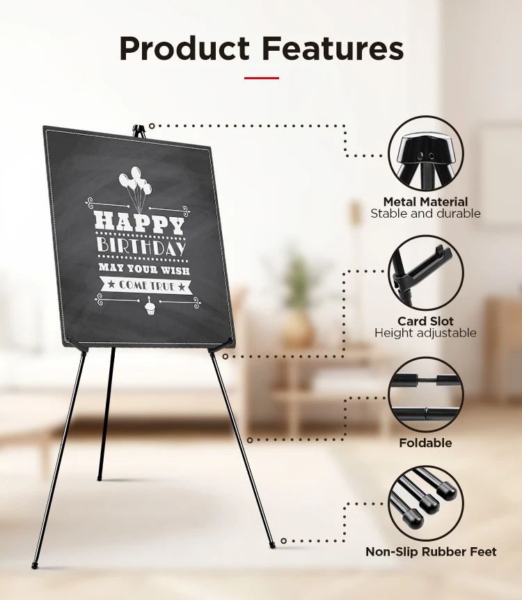 Metal Display Poster Easel Stand Tripod Collapsible Portable Floor ...