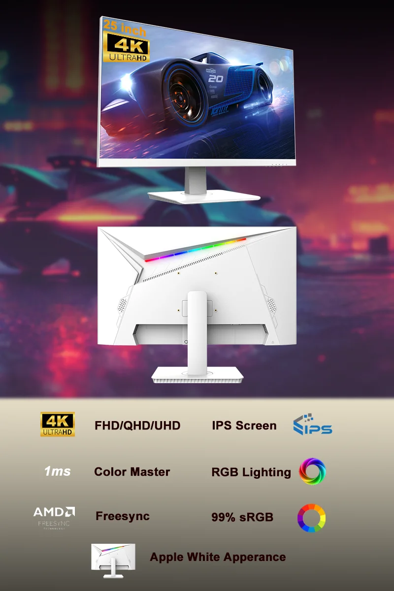 25 Inch Qhd/uhd 240hz Gaming Monitor In White Color Casing With Fixed ...