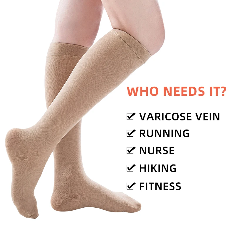 Unisex 20-30 MmHg Closed Toe Knee High Compression Socks - Medical ...