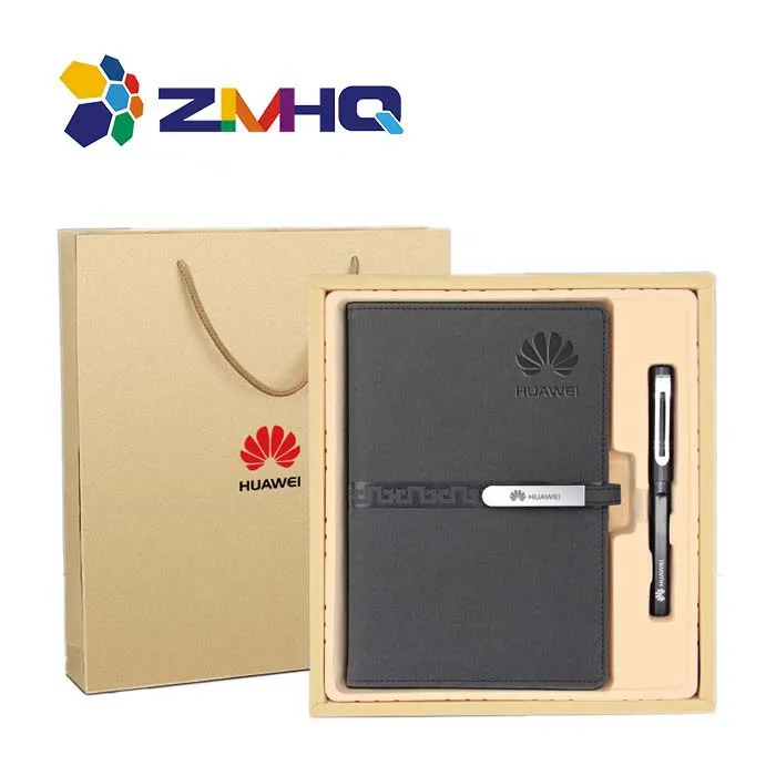 Custom Logo A5 Notebook + Pen Kraft Paper Packing Gift Set Notebook And ...