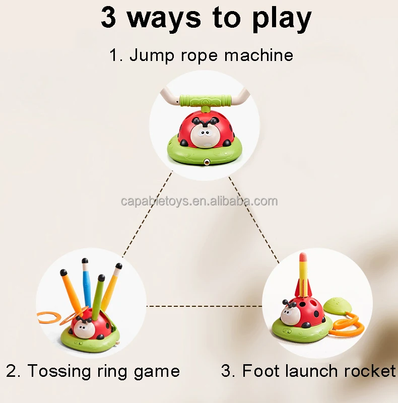 3 in 1 Remote Control Jump Rope Machine Set with Rocket Launcher & Ring ...