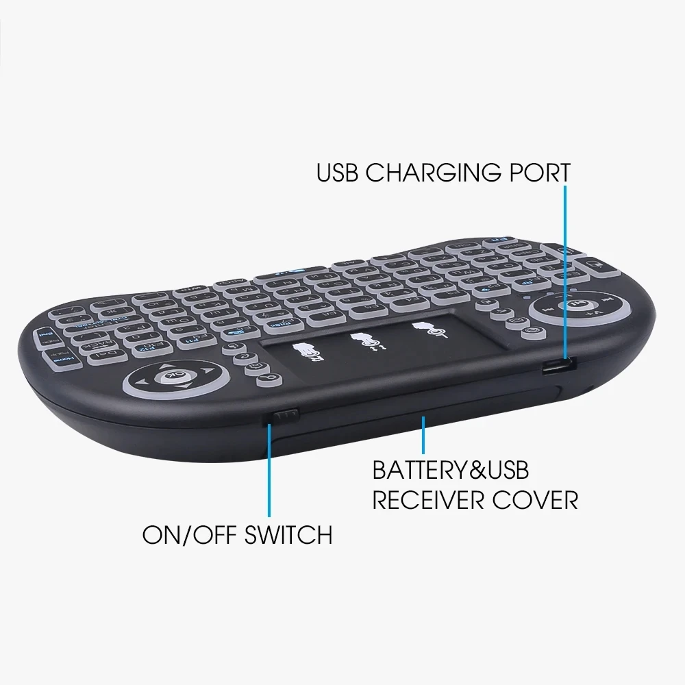 I8 Mini Keyboard with 3 Color Backlit - Wireless & Versatile