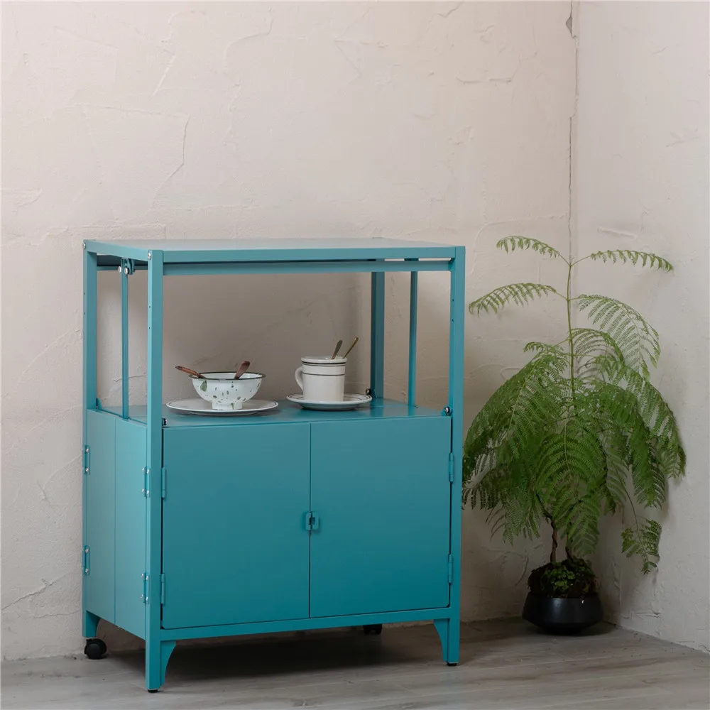 Modern Steel Cabinet - Foldable Storage for Living Room