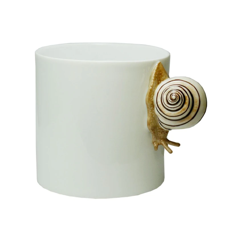 Creative Beige Escargot Animal 3d Snail Handle Stoneware Tea Cup Blank ...