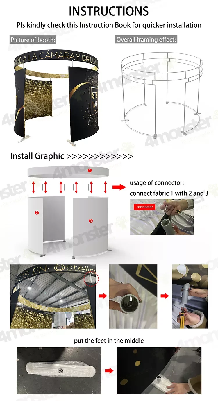 360 Rotating Photo Booth Backdrop Enclosure - Custom Sizes