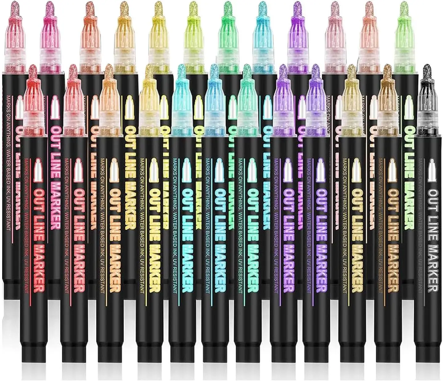 Double Line Art Pen Diy Graffiti Outline Marker Pen Set Highlighter ...