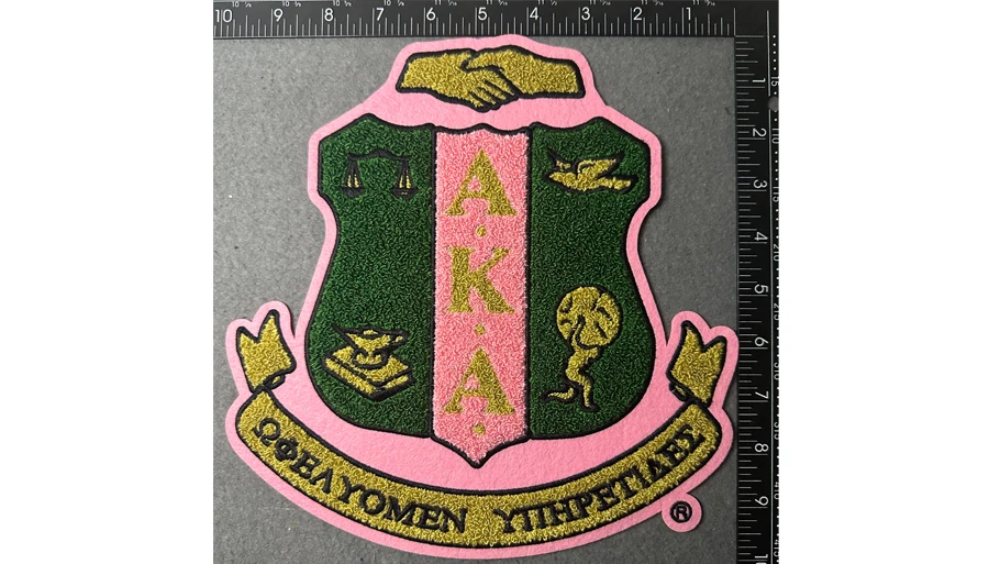 Stock Aka Sorority Shield Patches Pink And Green Iron On Patch For ...