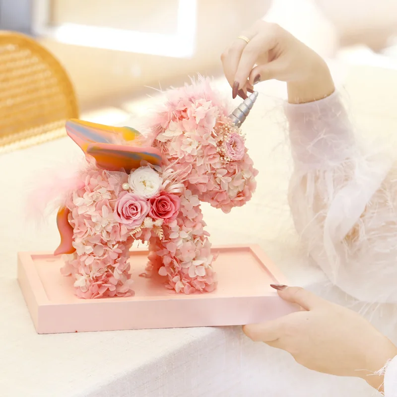 Valentines Day Handmade Preserved Eternal Hydrangea Rose Unicorn Gifts ...