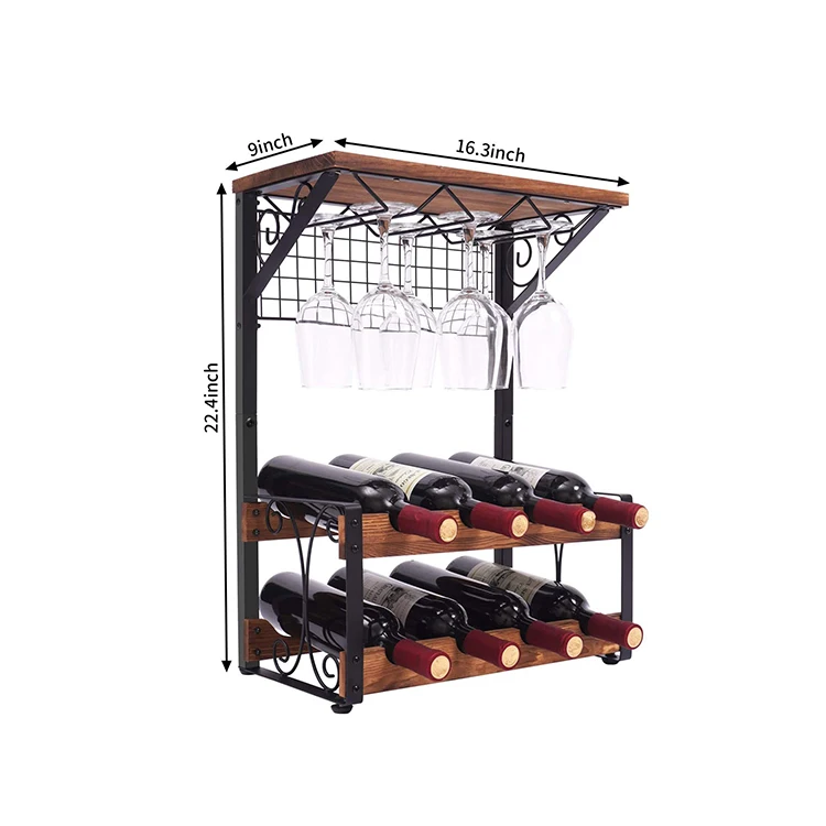 Countertop Table Top Unique Luxury Vertical Wooden Metal Wire Wine Rack ...