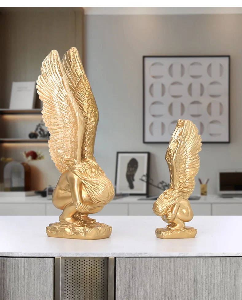 Angel Resin Sculpture With Long Wings Symbolizing Remembrance And ...