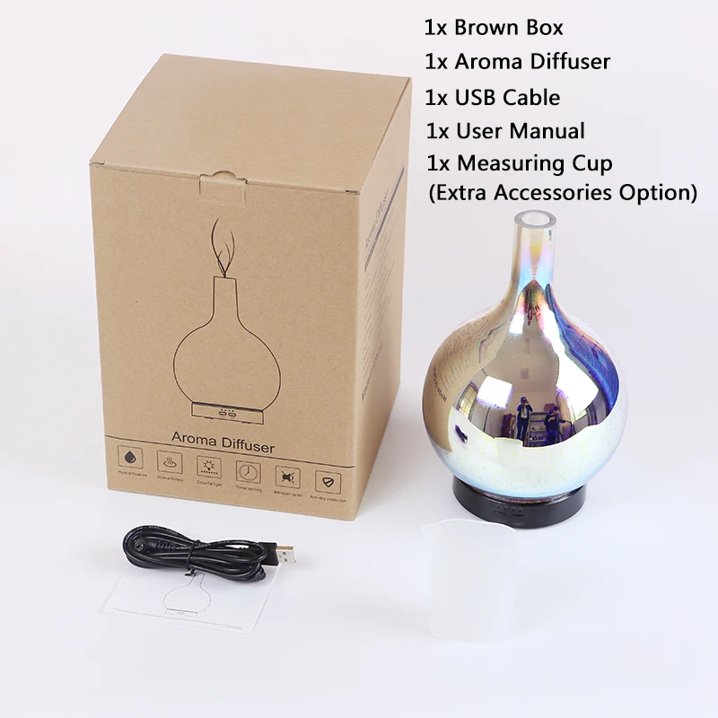 Night Light 3d Glass Diffuser Essential Diffuser 100ml 3d Effect Glass ...