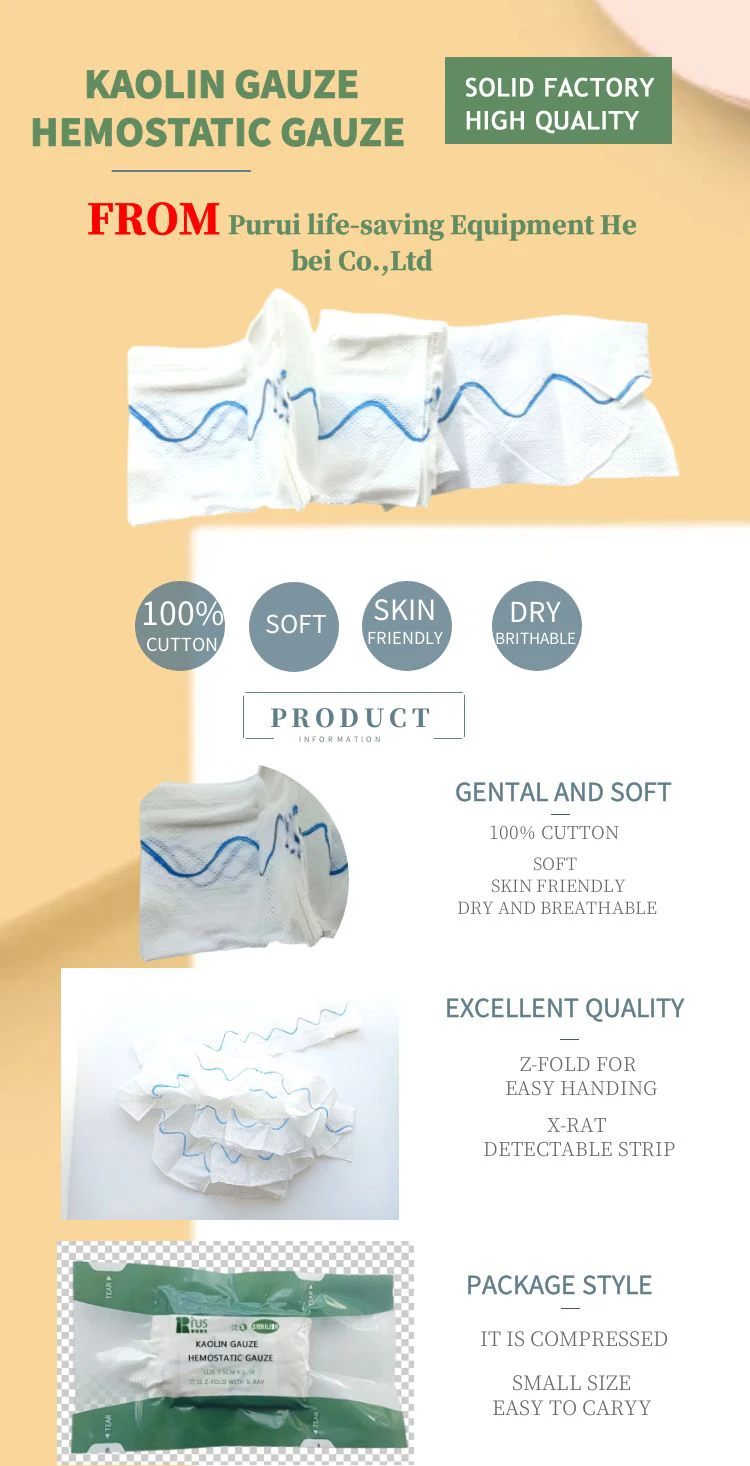 Chinese Manufacturer Kaolin Hemostatic Non-woven Fabric Medical Gauze ...