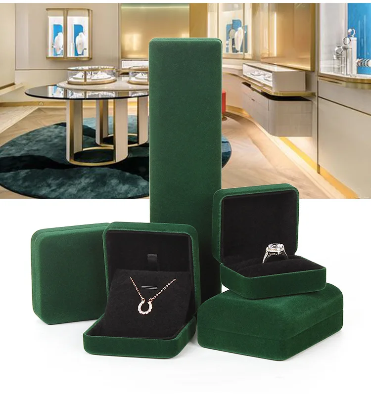 Green Velvet Packaging Jewelry Box,Pendant Earring Bracelet Ring Box ...