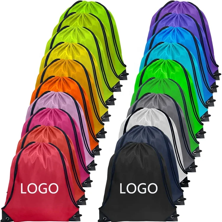 Personalized Custom Cinch Draw String Bag Bulk Sports Gym Polyester ...