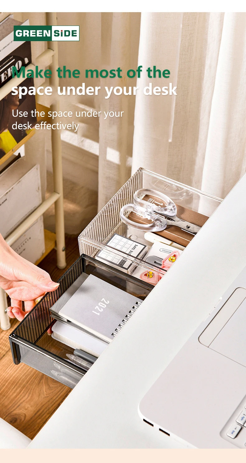 Greenside New Design Slide Out Desk Organizer Plastic Self-adhesive ...