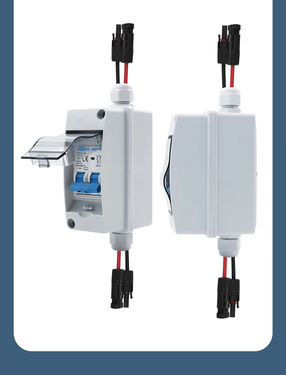 TOMZN Solar photovoltaic PV Combiner Box with circuit breaker IP65 HT 2ways 1 input 1 out DC ...