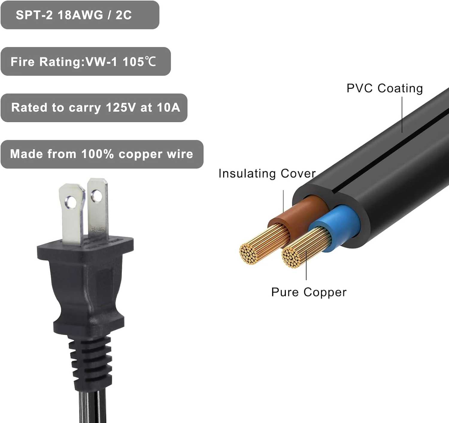 6ft Us Power Supply Cord Nema 1-15p Iec 60320 C7 Polarized Figure-8 Power Cord Ul Listed - Buy ...