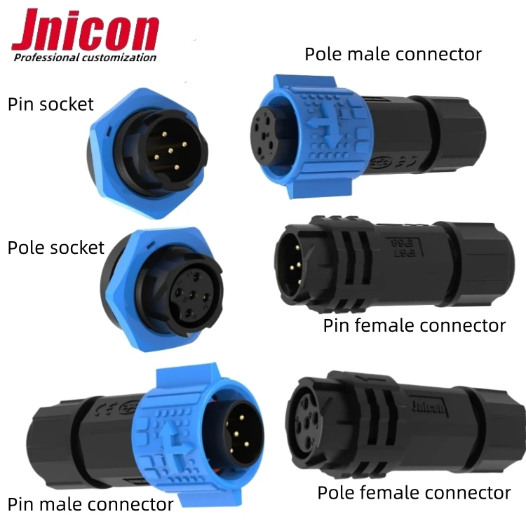Jnicon M19 Fast Push Lock Male Female Solder Terminal Electrical Power ...