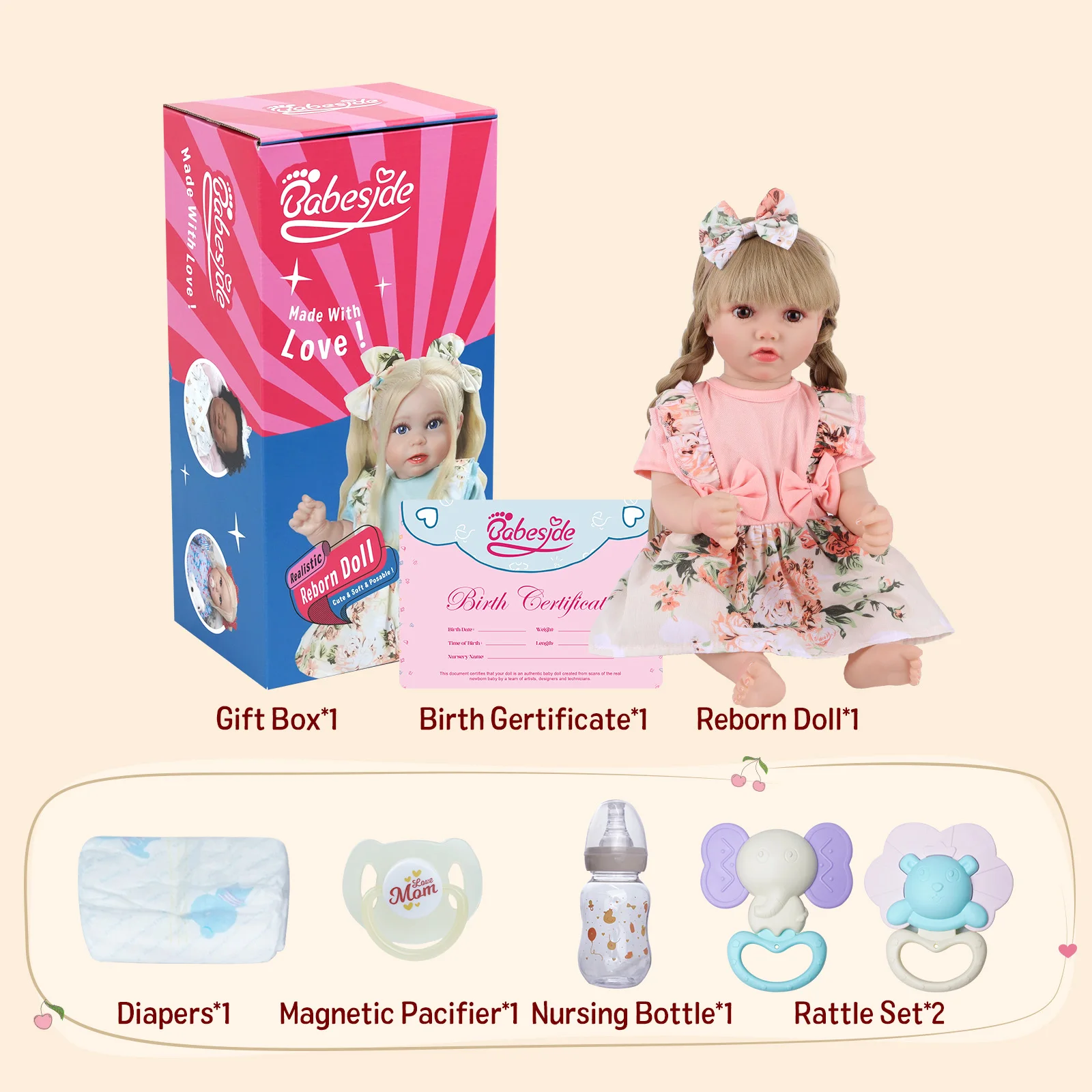 Babeside 22'' Baby Dolls Girl Bina Realistic Babies Doll Solid Silicone ...