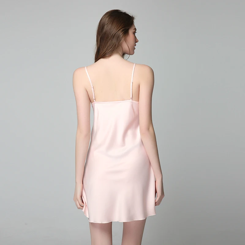 Satin Sling Sleeveless Robe Silk Dress Knee Length for Women Sexy ...