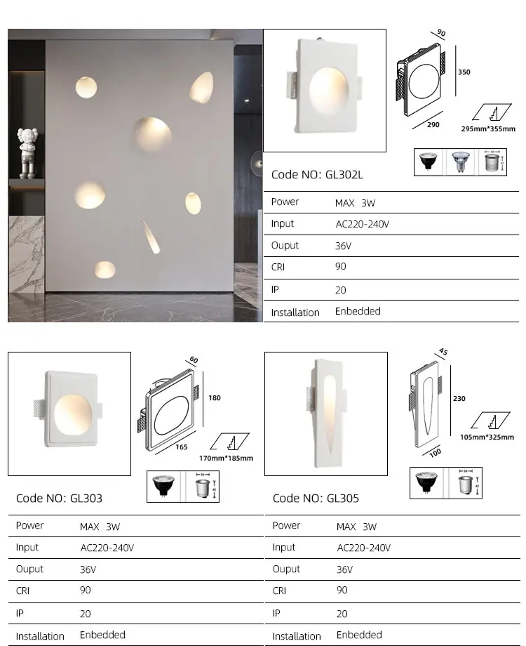 Gypsum Lamp 2022 New Design For Indoor Decoration Lighting Recessed Ceiling Light Gu10 Plaster ...