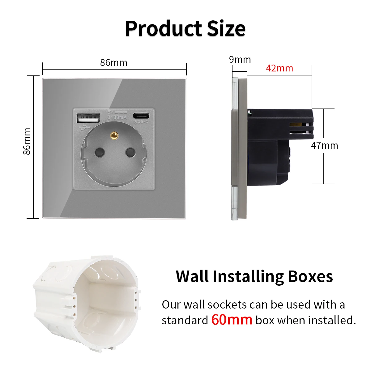 Bingoelec 5V 20W Fast Charging USB Type C French Electrical Socket ...
