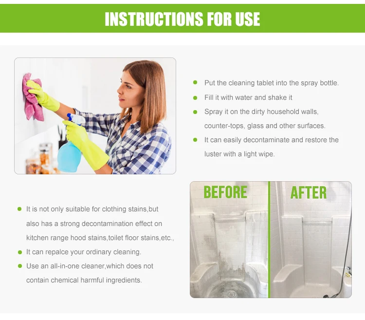 Eco Friendly All Purpose Multi Surface Cleaning Tablets Kit With Spray ...