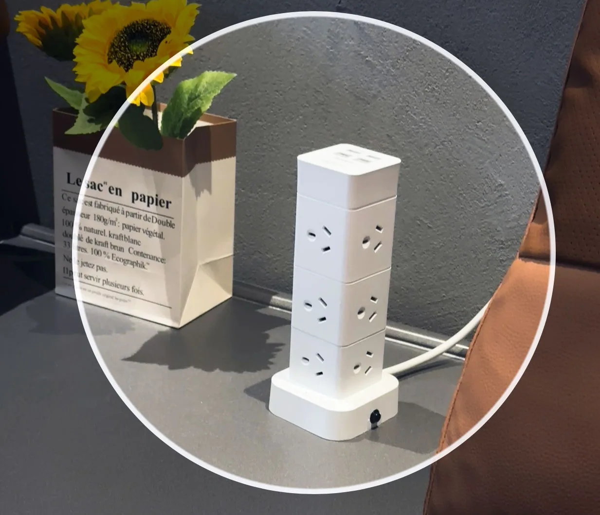Addtam Tower Power Strip - 12 AC Outlets & USB C Ports