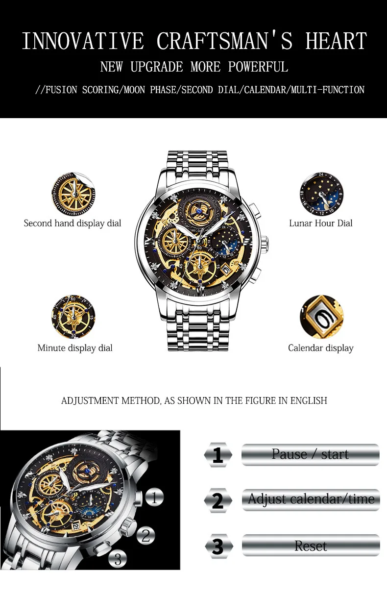 WISHDOIT Men's Watch - Stylish & Waterproof Stainless Steel