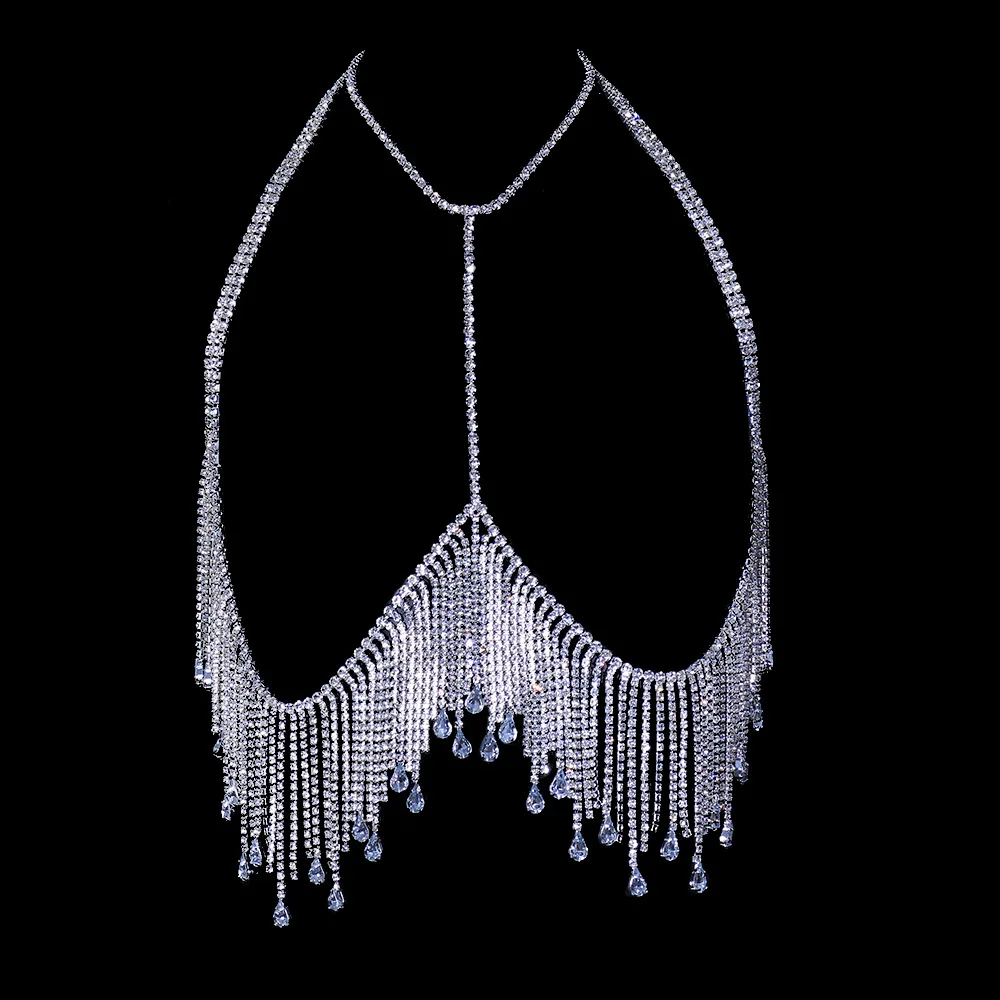 Exaggerated Tassel Water Drop Chest Chain European and American Full ...