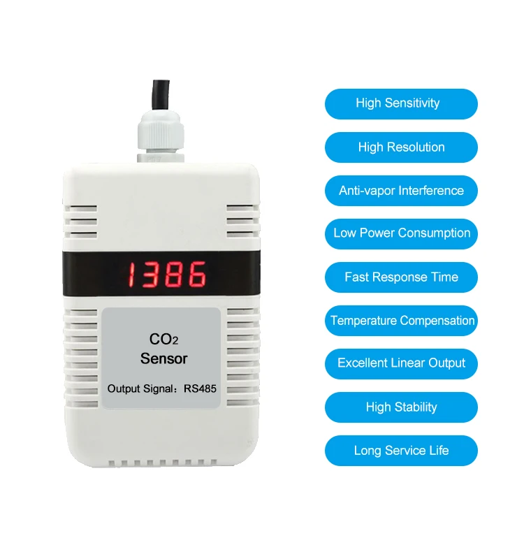 Co2 Sensor Carbon Dioxide Sensor Rs485 0-2/5/10v 4-20ma Wireless ...