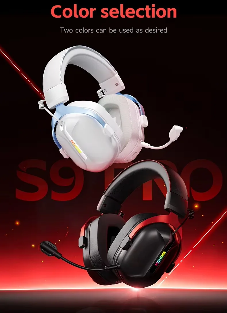 MCHOSE S9 Pro Headphone Wireless RGB Tri-mode with Microphone 7.1 3D ...