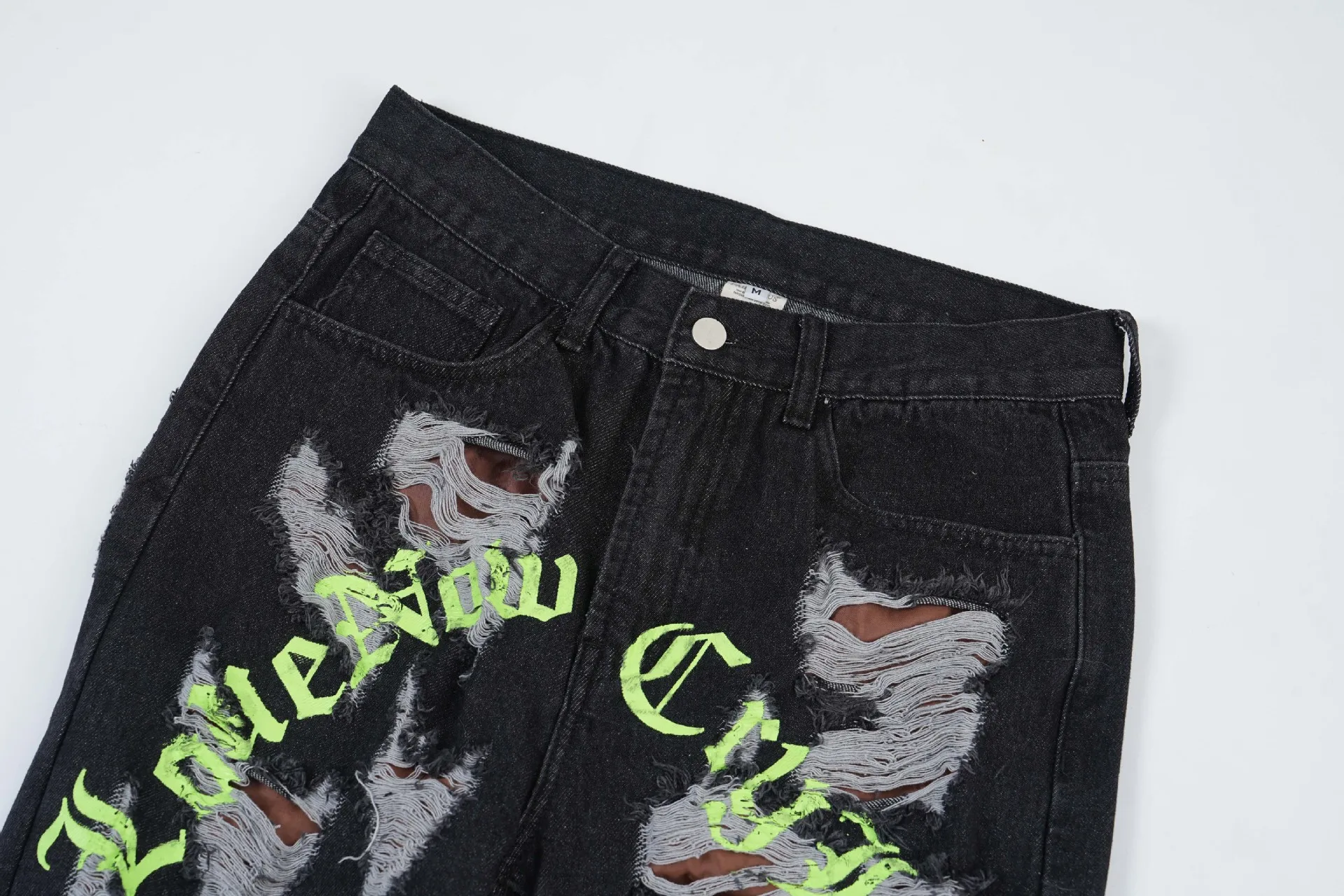 Letter Printing Wear Erosion Custom Denim Jeans Tapered Custom Jeans ...