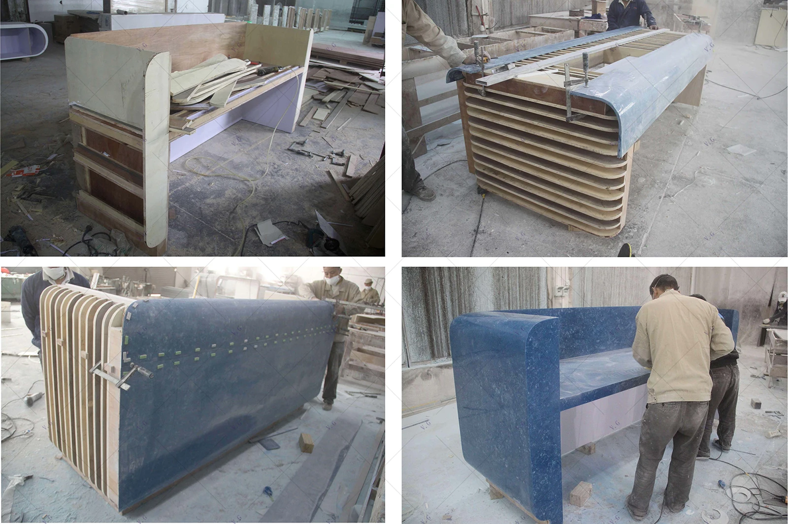 Custom Wood Stone Reception Desk for Children's Hospital