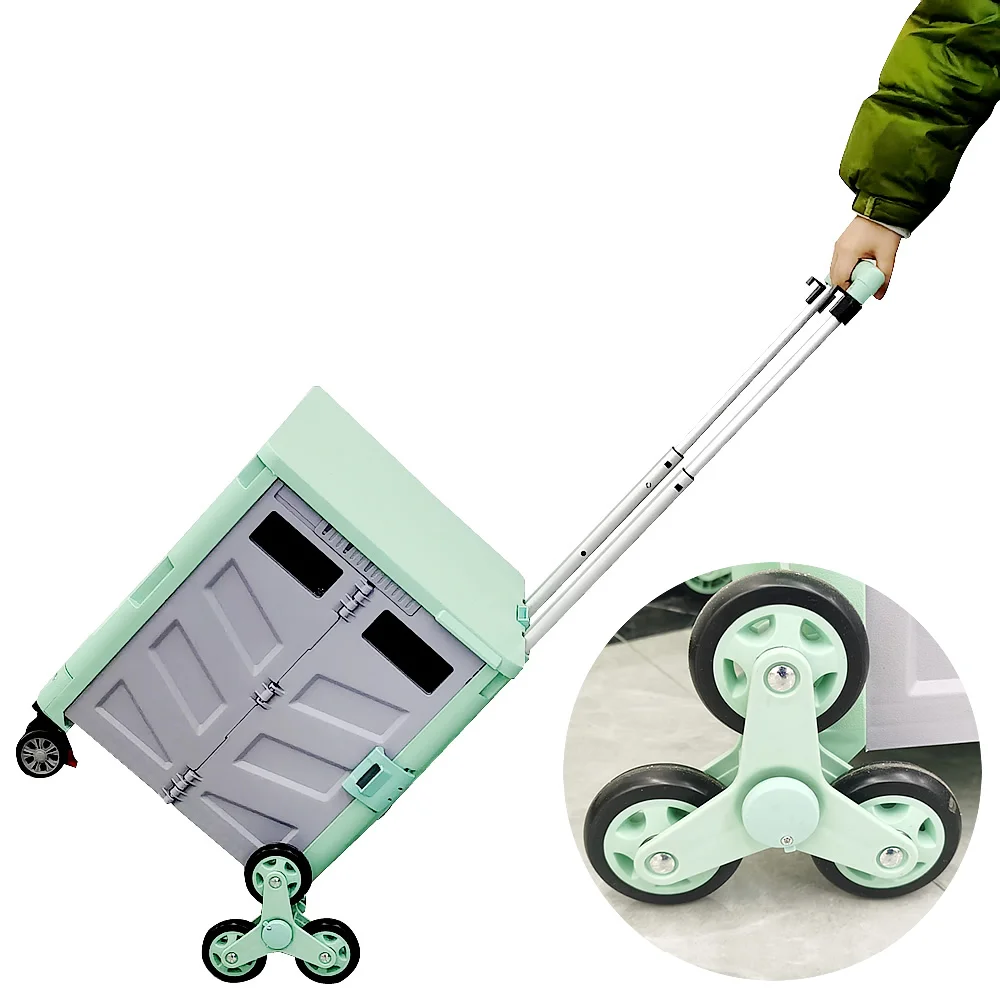 Plastic Rolling Storage Box Folding Shopping Trolleys & Carts Luggage ...